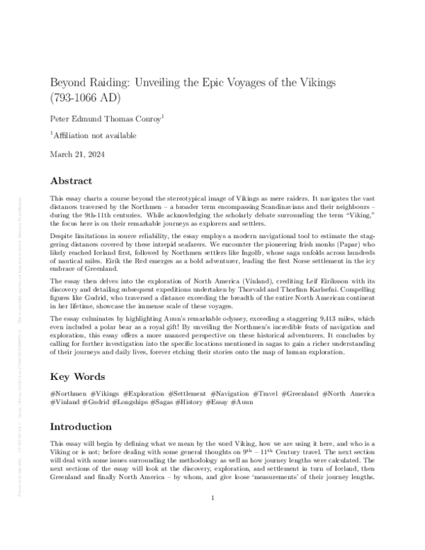 (PDF) Beyond Raiding: Unveiling the Epic Voyages of the Vikings (793 ...