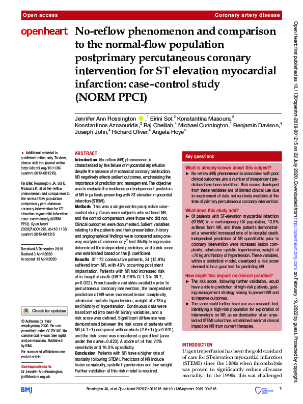 (PDF) No-reflow phenomenon and comparison to the normal-flow population ...