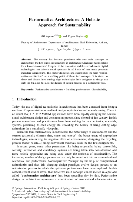 (PDF) Performative Architecture: A Holistic Approach for Sustainability