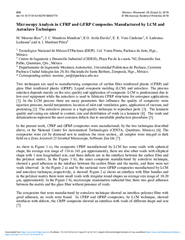 (PDF) Microscopy Analysis in CFRP and GFRP Composites Manufactured by ...