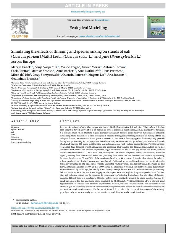 (PDF) Simulating the effects of thinning and species mixing on stands ...