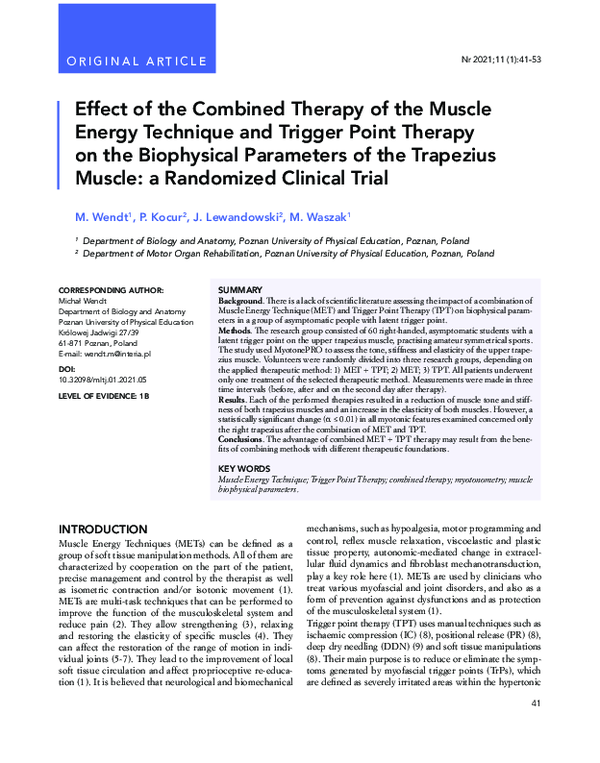 (PDF) Effect of the Combined Therapy of the Muscle Energy Technique and ...