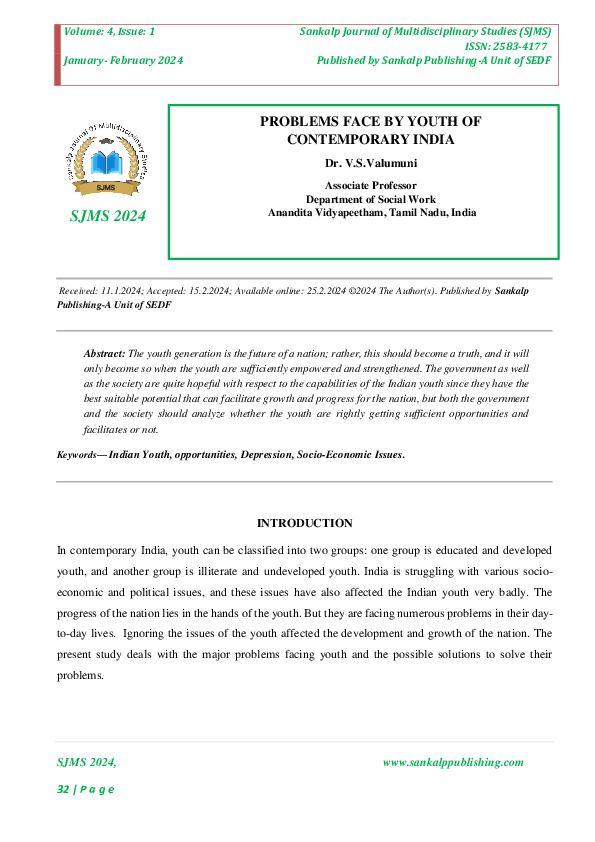 (PDF) PROBLEMS FACE BY YOUTH OF CONTEMPORARY INDIA