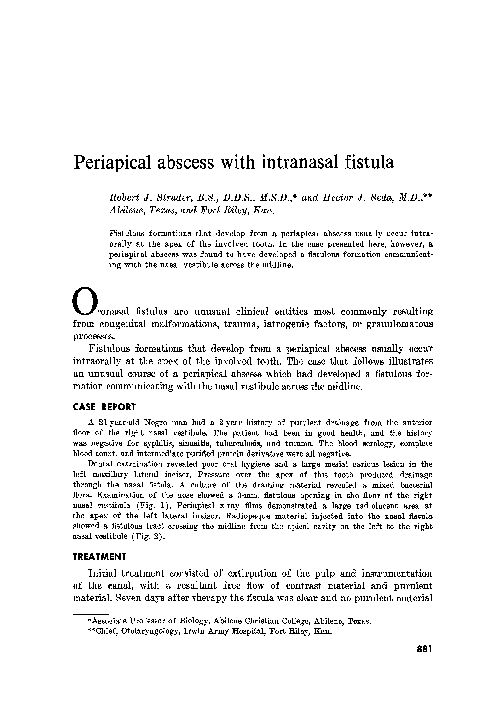 (PDF) Periapical abscess with intranasal fistula