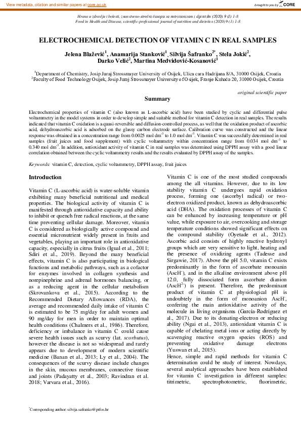 (PDF) Electrochemical detection of vitamin C in real samples