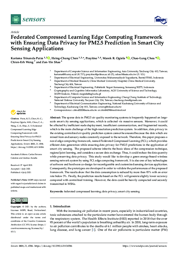 Pdf Federated Compressed Learning Edge Computing Framework With Ensuring Data Privacy For Pm2