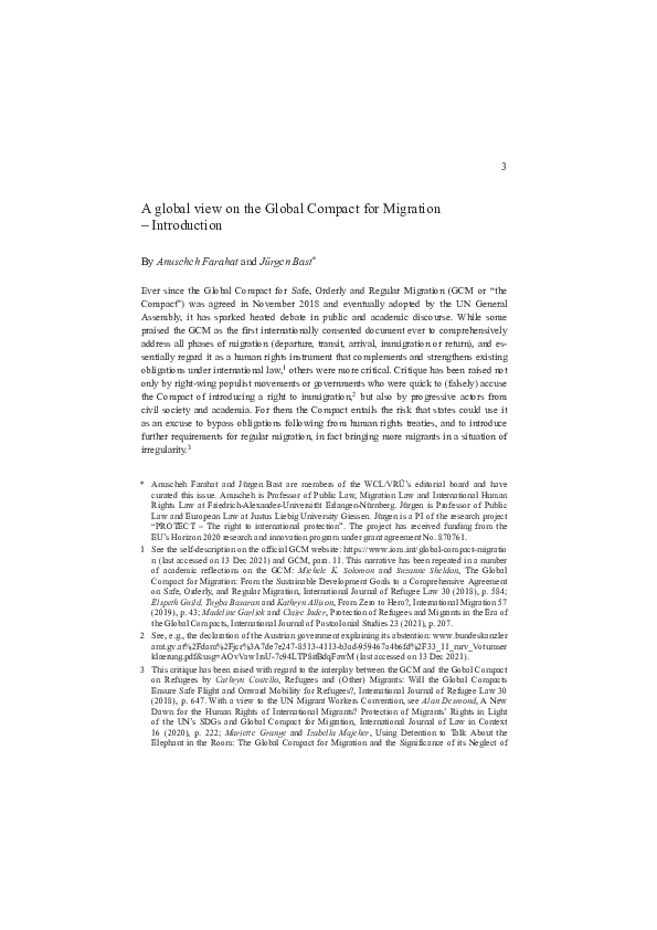 (PDF) A global view on the Global Compact for Migration – Introduction