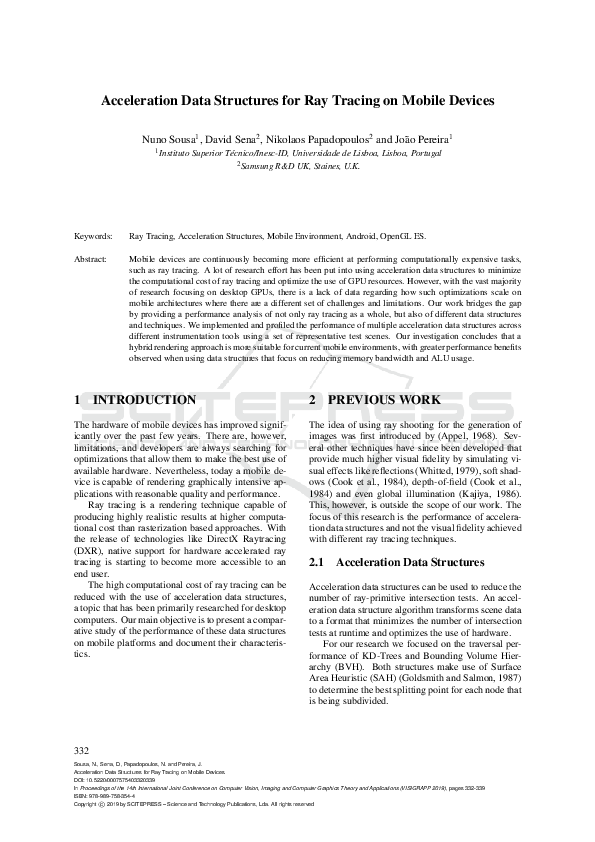 (PDF) Acceleration Data Structures for Ray Tracing on Mobile Devices