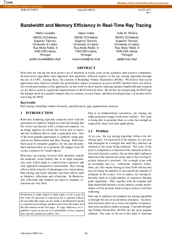 (PDF) Bandwidth and Memory Efficiency in Real-Time Ray Tracing