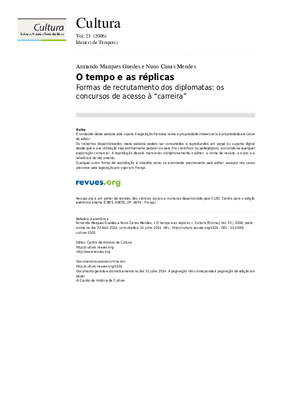 (PDF) Armando Marques Guedes e Nuno Canas Mendes (2006), "O Tempo e ...