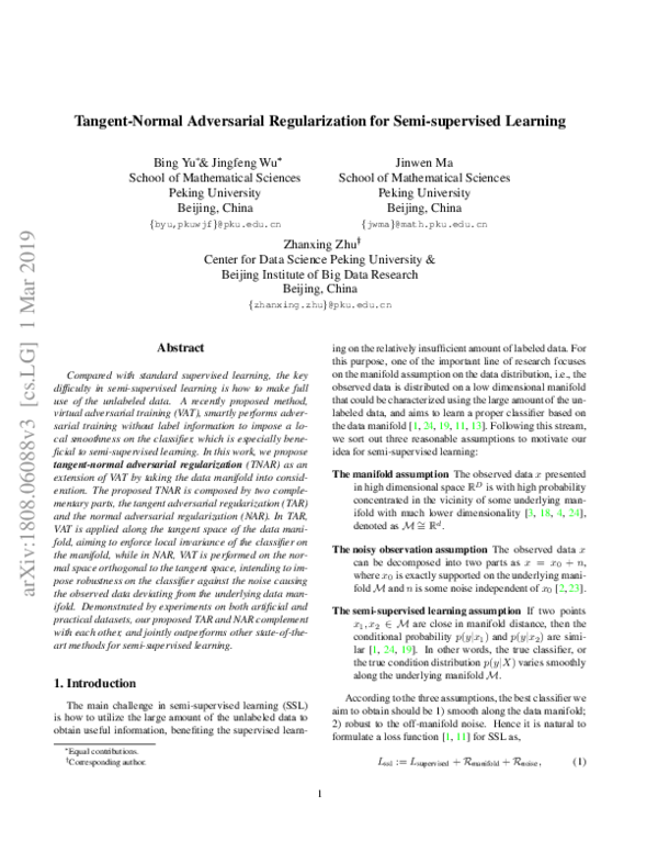 (PDF) Tangent-Normal Adversarial Regularization for Semi-Supervised ...