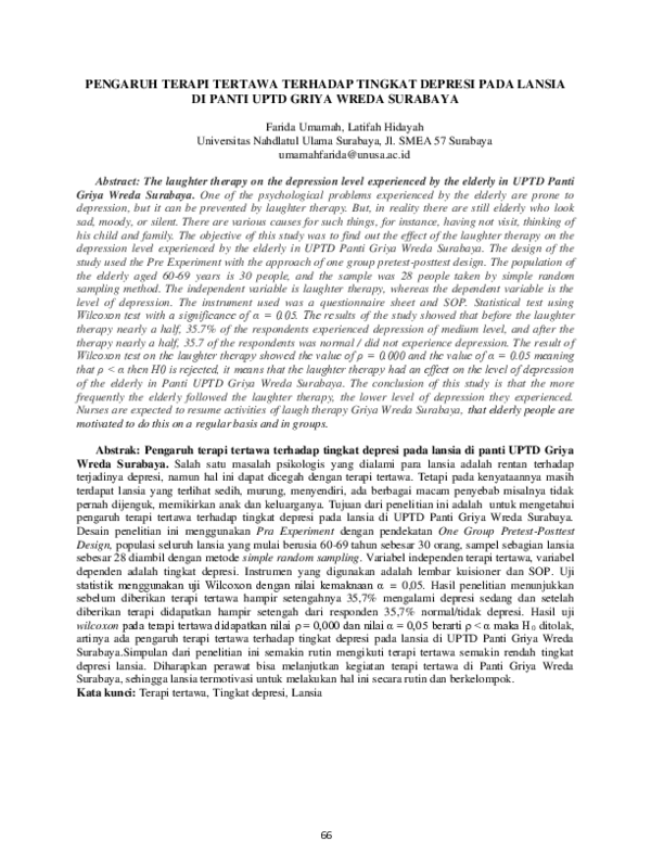 (PDF) Pengaruh Terapi Tertawa Terhadap Tingkat Depresi Pada Lansia DI Panti Uptd Griya Wreda ...