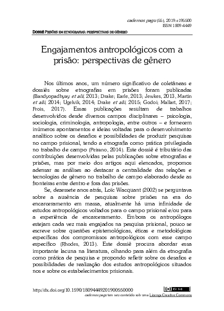 (PDF) Engajamentos antropológicos com a prisão: perspectivas de gênero | carolina sanchez boe ...