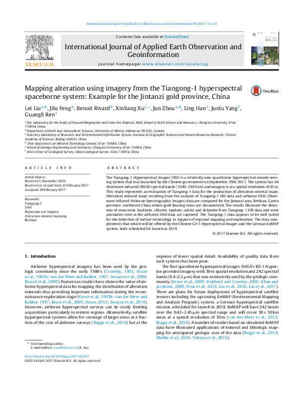 (PDF) Mapping alteration using imagery from the Tiangong-1 hyperspectral spaceborne system ...