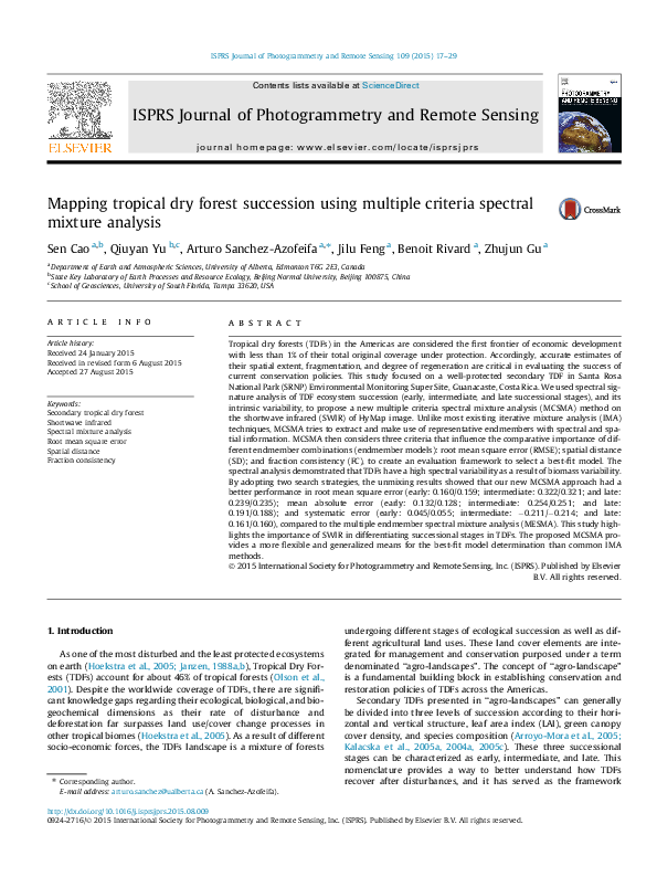 (PDF) Mapping tropical dry forest succession using multiple criteria spectral mixture analysis
