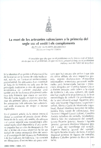 (PDF) La mort de les artesanies valencianes a la primeria del segle XXI ...