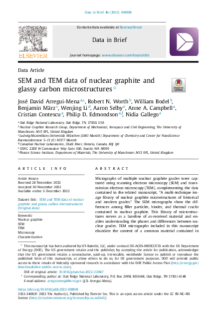 (PDF) SEM and TEM data of nuclear graphite and glassy carbon ...
