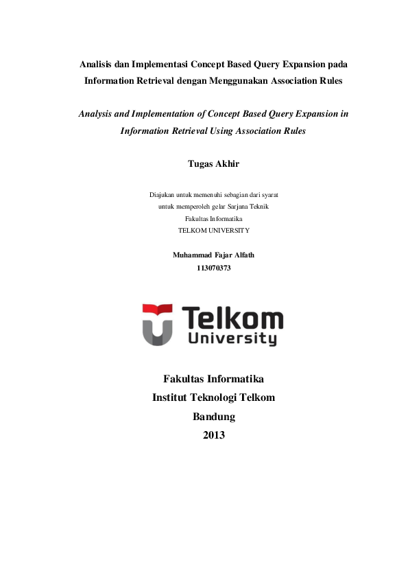 (PDF) Analisis dan Implementasi Concept Based Query Expansion pada Information Retrieval dengan ...