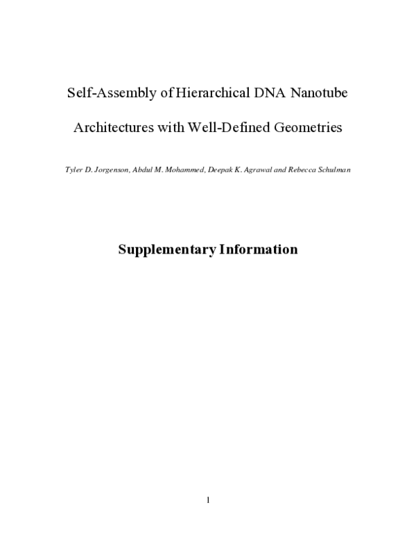 (PDF) Hierarchical DNA Nanotube Assembly with Defined Geometries