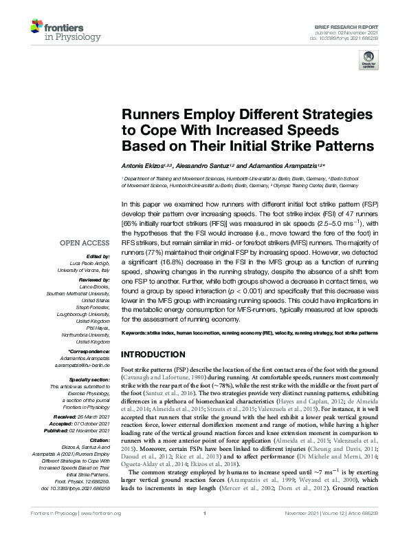 (PDF) Runners Employ Different Strategies to Cope With Increased Speeds ...