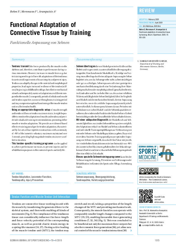 (PDF) Functional adaptation of connective tissue by training