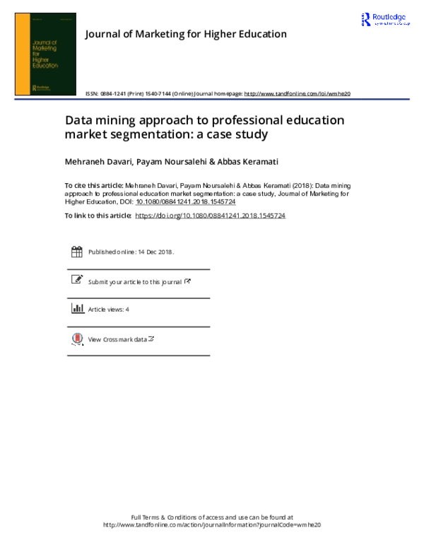 (PDF) Data mining approach to professional education market segmentation: a case study