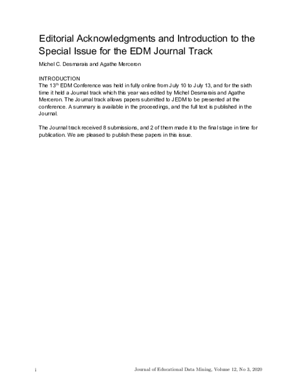 (PDF) Editorial Acknowledgments and Introduction to the Special Issue ...