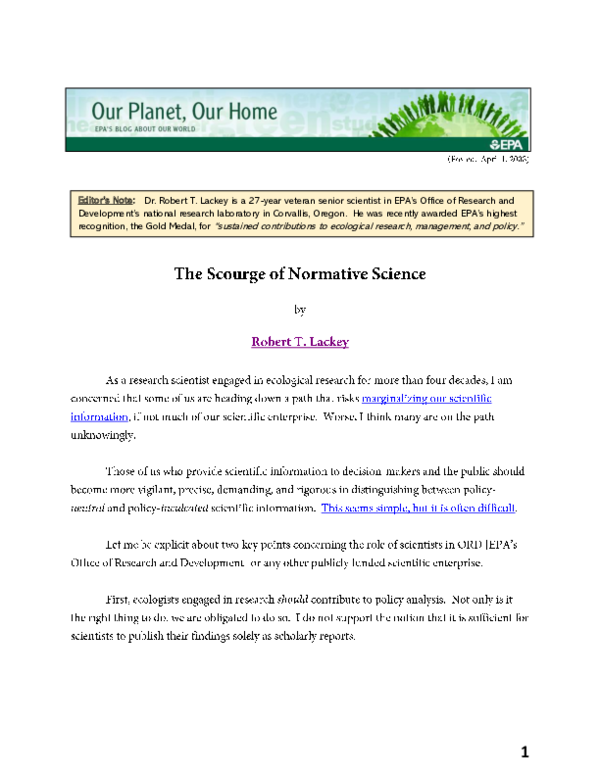 (PDF) The Scourge of Normative Science