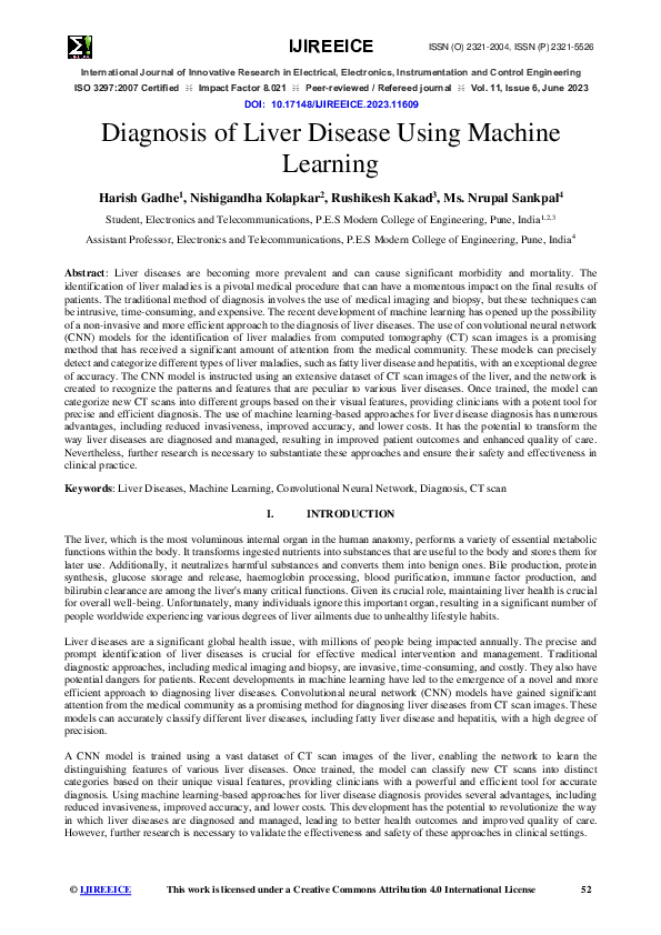 (PDF) Diagnosis of Liver Disease Using Machine Learning