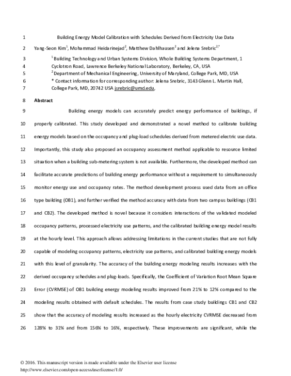 (PDF) Building energy model calibration with schedules derived from ...