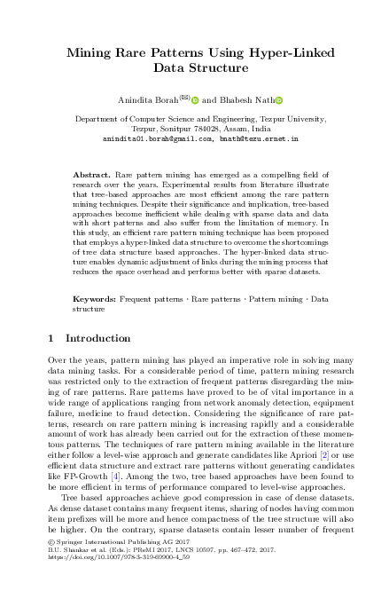(PDF) Mining Rare Patterns Using Hyper-Linked Data Structure