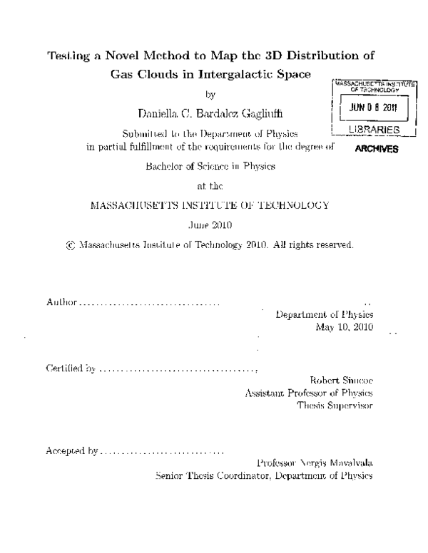 (PDF) Testing a Novel Method to Map the 3D Distribution of Gas Clouds ...