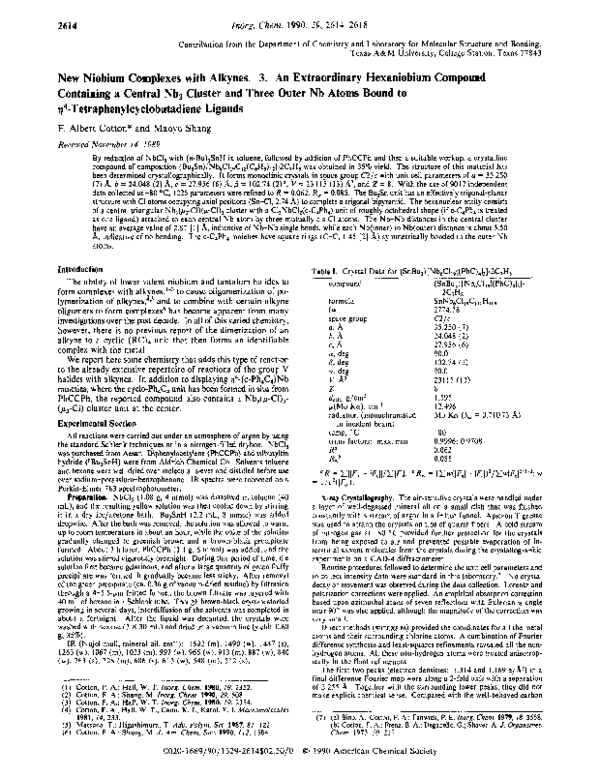 (PDF) New niobium complexes with alkynes. 3. An extraordinary ...