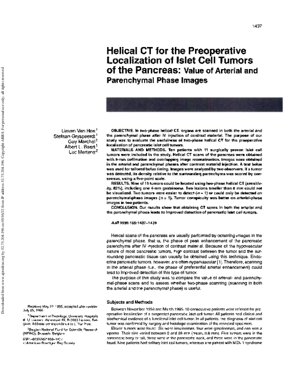(PDF) Helical CT for the preoperative localization of islet cell tumors of the pancreas: value ...