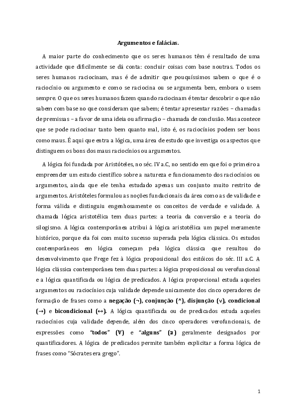 (PDF) ARGUMENTOS E FALÁCIAS