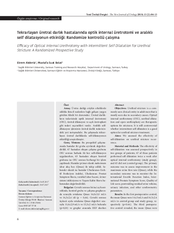 (PDF) Efficacy of Optical Internal Urethrotomy with Intermittent Self ...