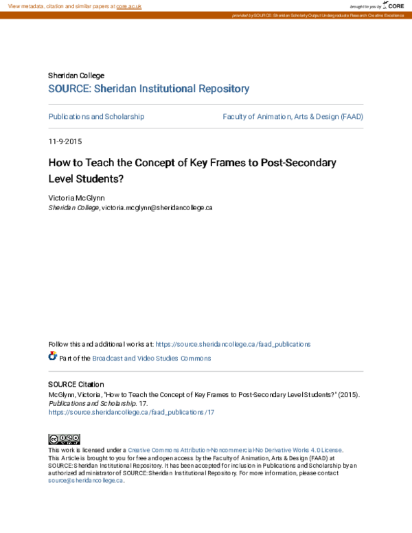 (PDF) How to Teach the Concept of Key Frames to Post-Secondary Level ...