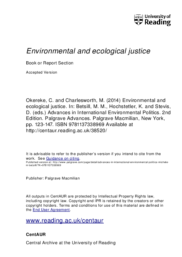 (PDF) Environmental and Ecological Justice