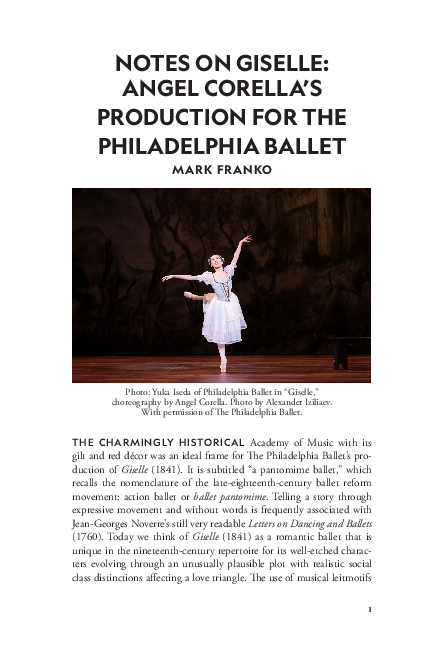 (PDF) NOTES ON GISELLE: ANGEL CORELLA'S PRODUCTION FOR THE PHILADELPHIA ...