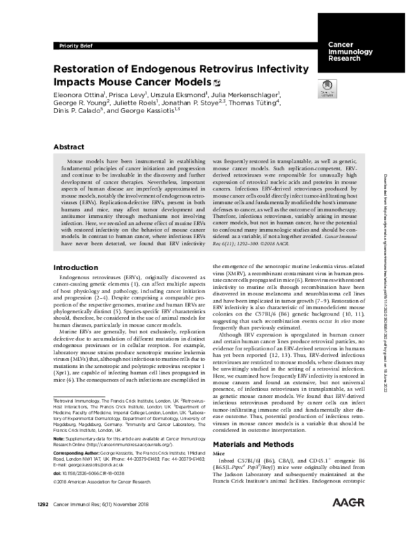 (PDF) Restoration of Endogenous Retrovirus Infectivity Impacts Mouse ...