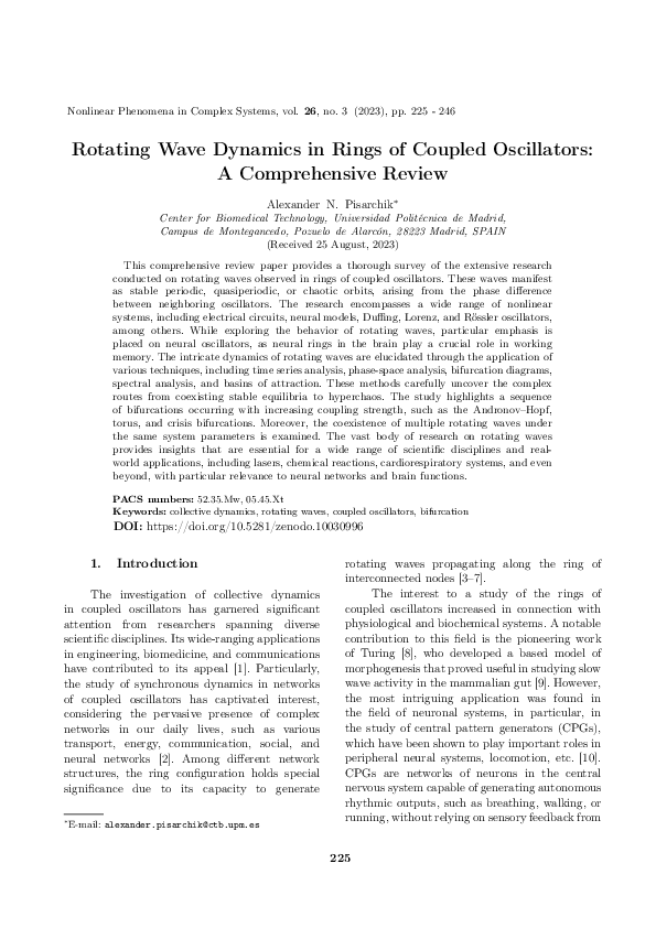 (PDF) Rotating Wave Dynamics in Rings of Coupled Oscillators: A ...