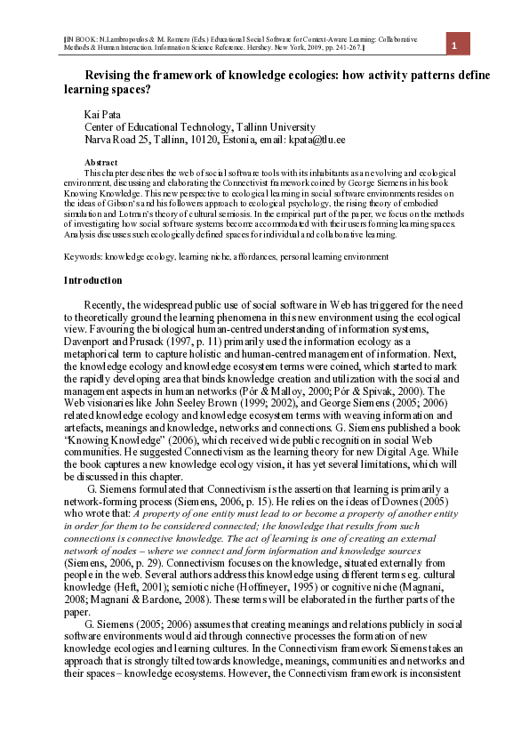 (PDF) Revising the Framework of Knowledge Ecologies