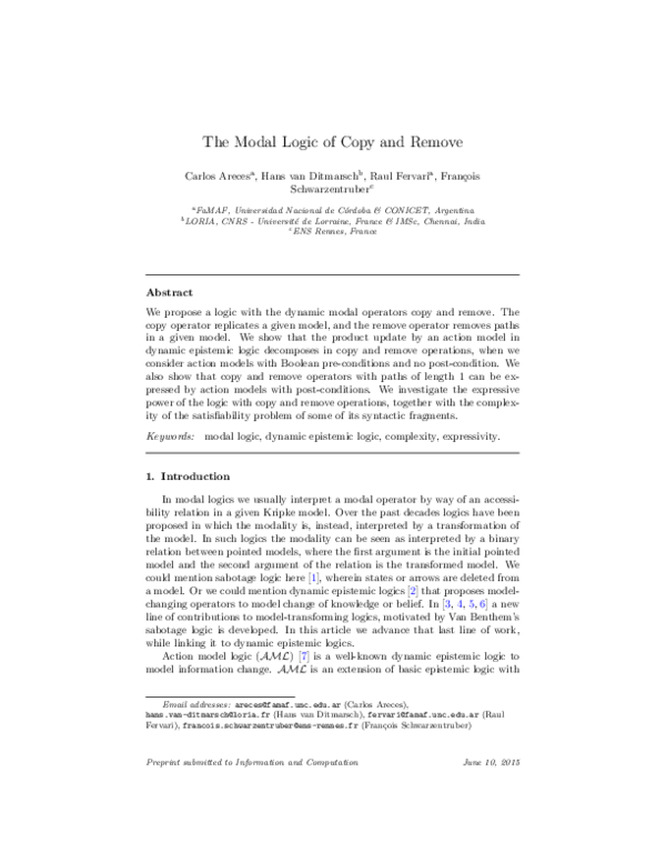 (PDF) The modal logic of copy and remove