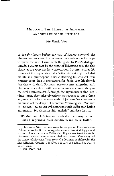 (PDF) MISOLOGY: THE HATRED OF ARGUMENT AND THE LIFE OF THE INTELLECT