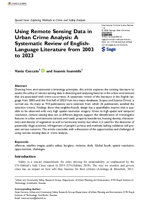 (PDF) Using Remote Sensing Data in Urban Crime Analysis: A Systematic Review of English-Language ...