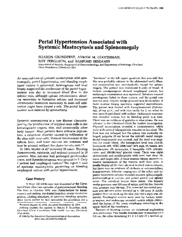 (PDF) Portal hypertension associated with systemic mastocytosis and ...