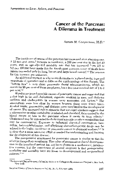 (PDF) Cancer of the Pancreas: A Dilemma in Treatment