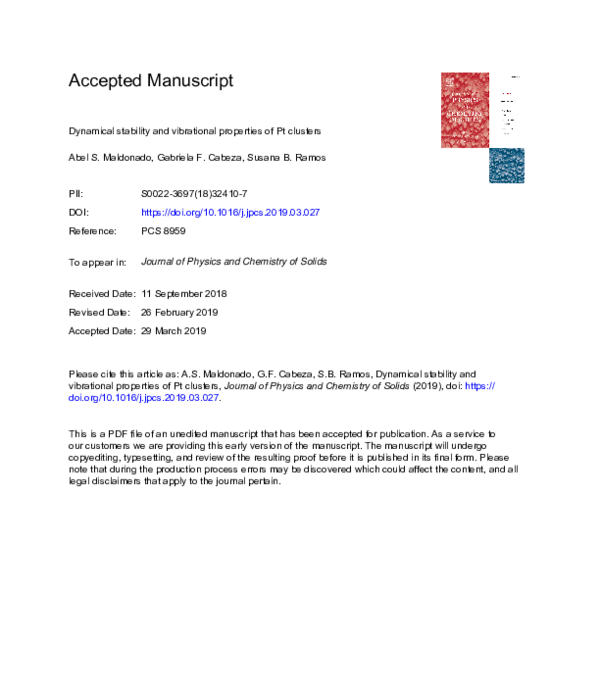 (PDF) Dynamical stability and vibrational properties of Pt clusters