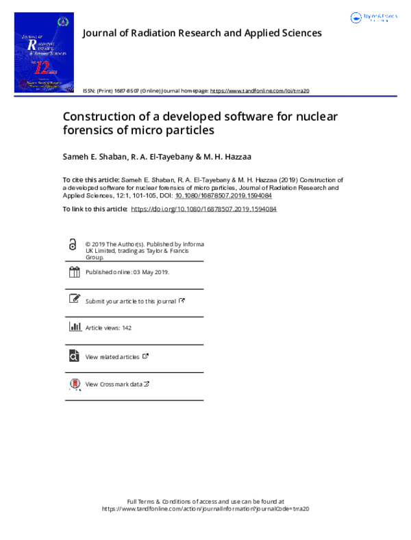 (PDF) Construction of a developed software for nuclear forensics of micro particles