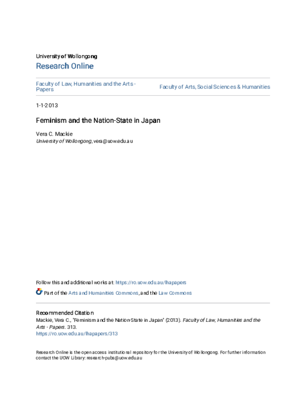 (PDF) Feminism and the Nation-State in Japan